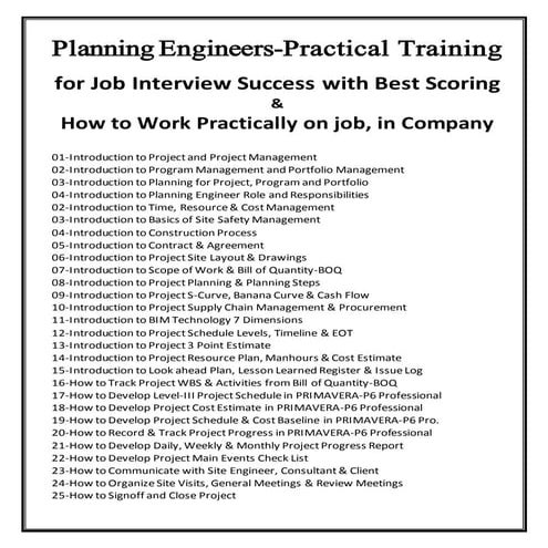 Primavera-P6 for Planning engineer Practical Training | PDF