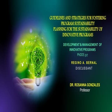 Planning for the Sustainability of Innovative Program | PPT
