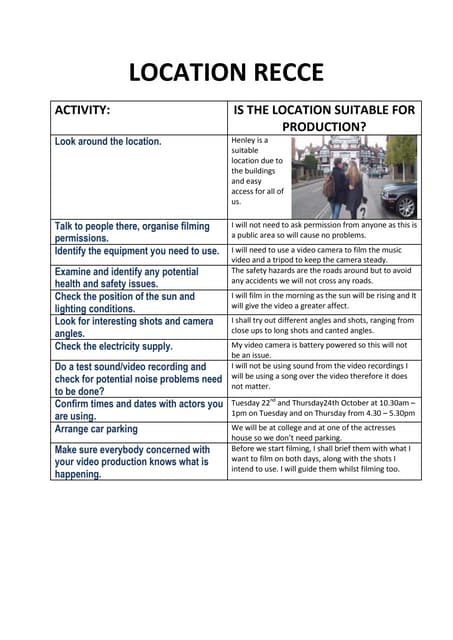 Planning location recce | PDF