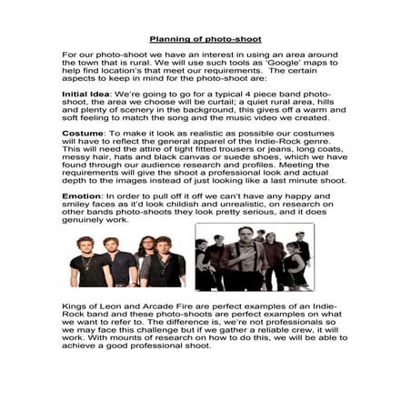 Planning of photo | DOCX