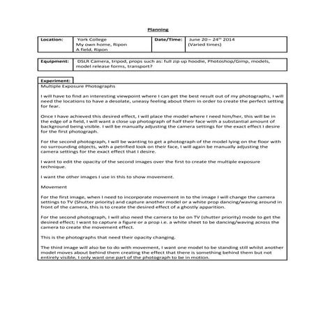 Planning - Experimentive Photography | PDF