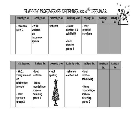 Planning proefwerken 6 de leerjaar december 2012 | PDF