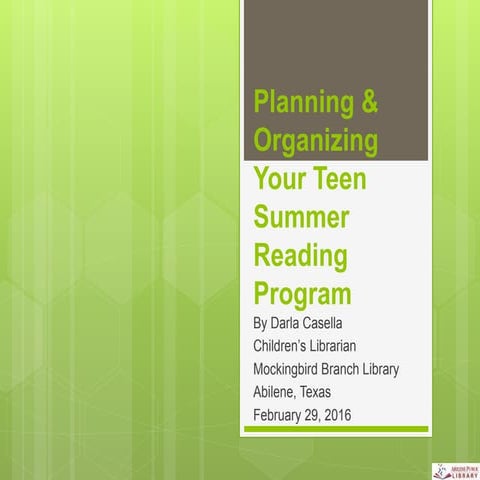 Planning Your Summer Reading Program | PPTX