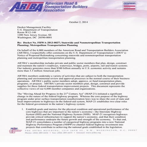 Comments on DOT Planning Regulations | PDF