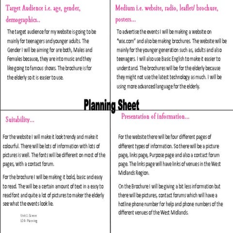 Planning sheet for slideshare | PPT