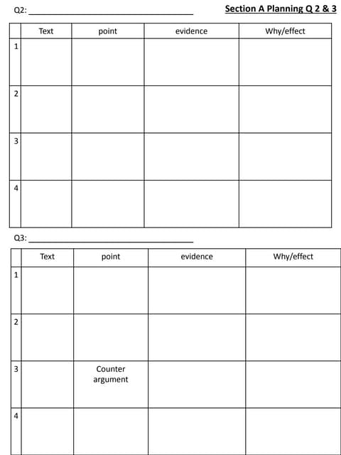 Section a q1 planning sheet | PDF