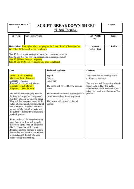 Script+breakdown+sheet | PDF