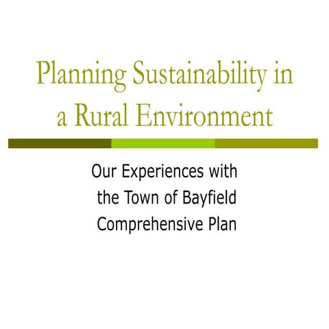 Planning Sustainability In A Rural Environment | PPT