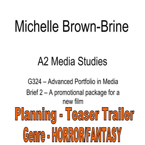 Planning teaser trailer props | PPT