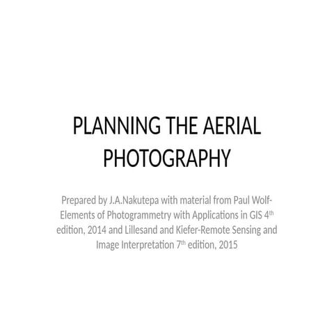PLANNING THE AERIAL PHOTOGRAPHY for civilengineering students and ...