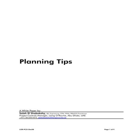 Planning tips | PDF