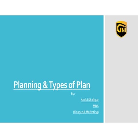 Planning & Types of plan | PPTX