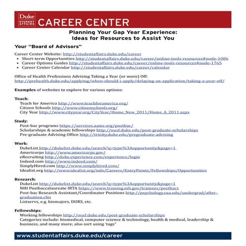 Planning Your Gap Year Experience | PDF