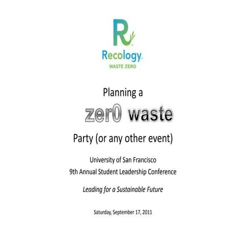 Planning a Zero Waste Party (or Any Other Event) | PDF