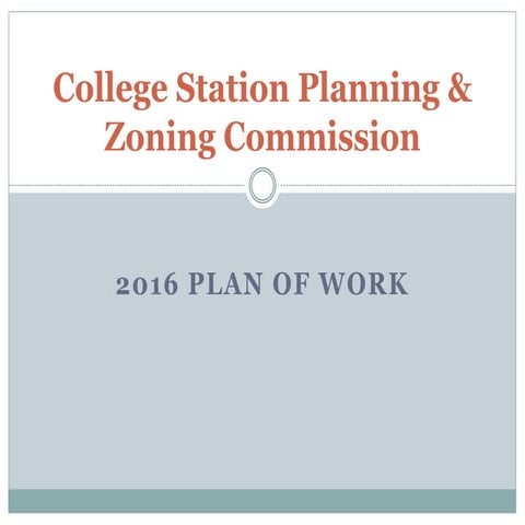 Planning & Zoning Commission 2016 Plan of Work | PPT