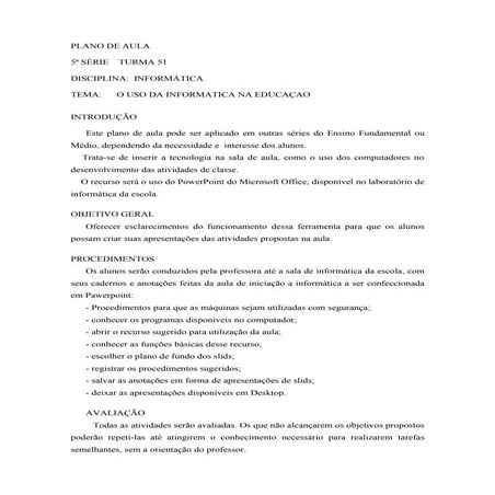 Plano de aula | DOC