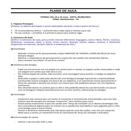 Aula M1 - 14 e 15 anos - Setimentos Fé | DOC