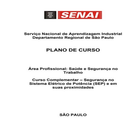 Plano de curso NR 10 - SEP | PDF