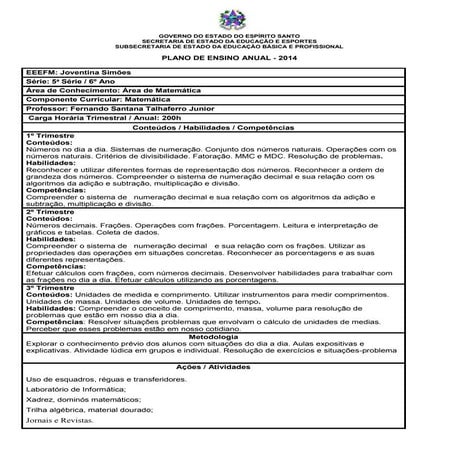 Plano De Ensino Anual 5ª Pdf 7914