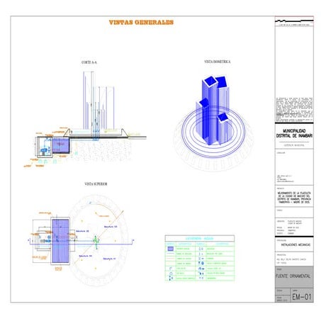 Plano fuente ornamental vistas generales | PDF