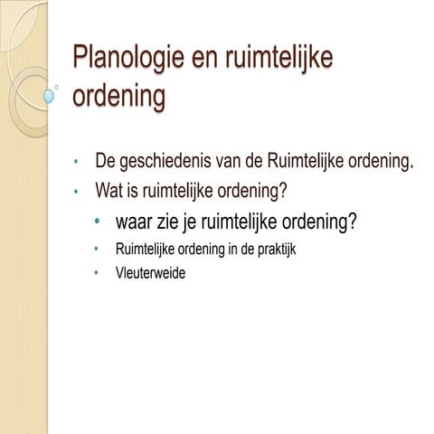 Planologie en ruimtelijke ordening | PPTX