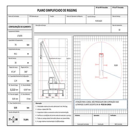 Plano simplificado de rigging xlsx | PDF