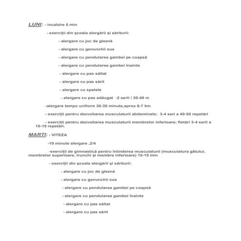 Plan pregatire fizica | DOCX