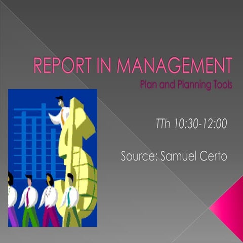 Plans and planning tools (principles of management). | PPTX