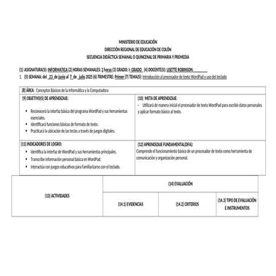 Secuencia Didáctica para Primer Grado: Introducción a WordPad y Uso del ...