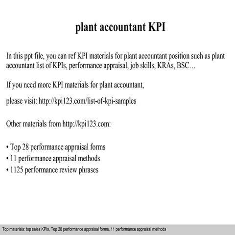 Plant accountant kpi | PPT