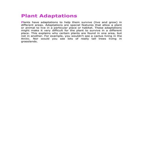 Plant and animal adaptations