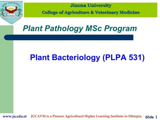 Introduction to Phytobacteriology | PPT