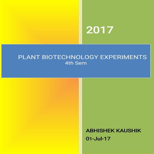 Plant biotechnology experiments 4th semester | PDF