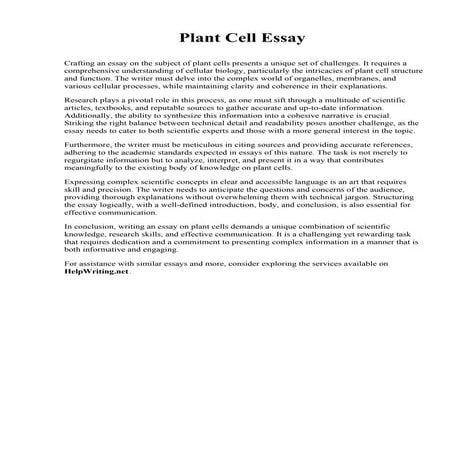 Plant Cell Essay. Copper Mountain Community College | PDF
