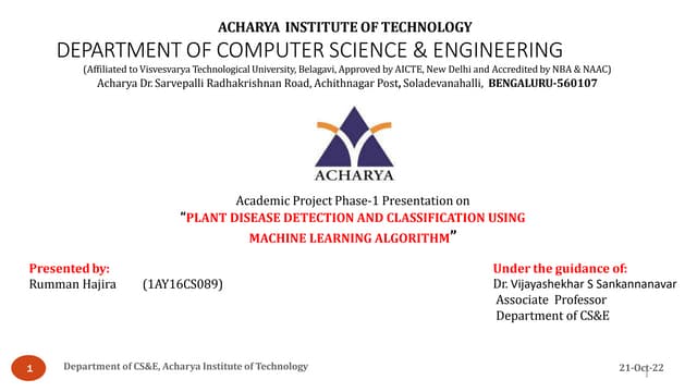 Plant Disease Detection Using Machine Learning Algorithm 1 Pptx