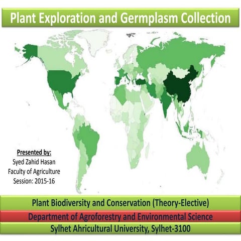 Plant exploration, germplasm collection, conservation and utilization ...