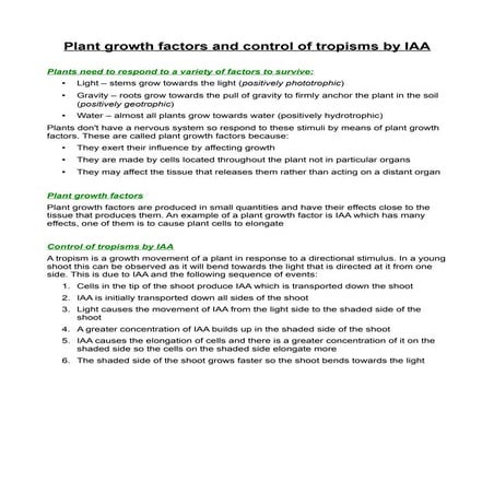 Plant growth factors and iaa | PDF