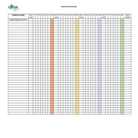 Plantilla De Libro De Calificaciones Imprimible En Word