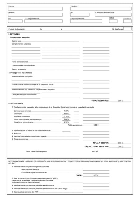 Nomina en blanco (Vacia)