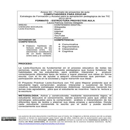 PROYECTO DE AULA TIC - LEO Y ESCRIBO CON LAS TIC | PDF