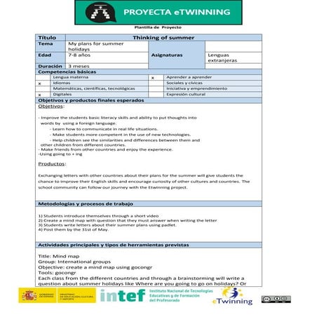 Action plan for the summer holidays | DOCX