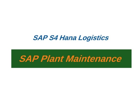 SAP PM Plant Maintenance Overview | PDF