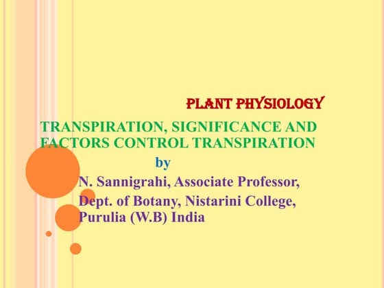 Transpiration and transpirational pull | PPTX