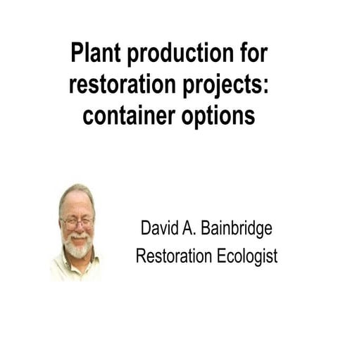 Plant production for restoration projects | PPT