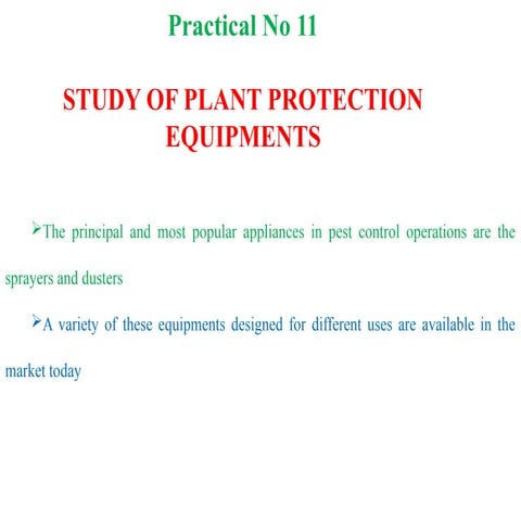 Plant protection Equipment's used for the management of insect pests | PPTX