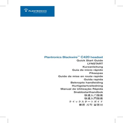 Plantronics blackwire c420 user guide | PDF
