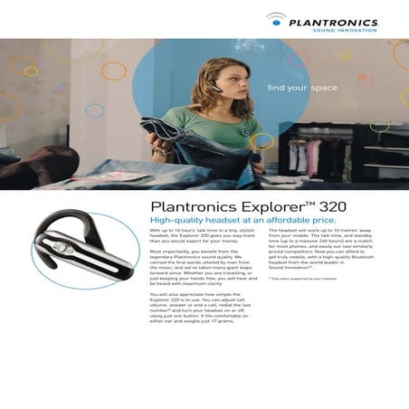 Plantronics explorer 320 data sheet | PDF