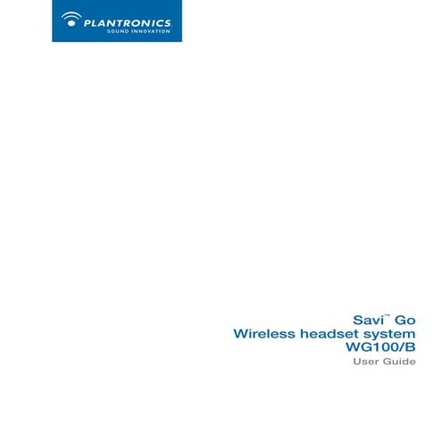Plantronics savi go wg100 convertible bluetooth headset user guide | PDF