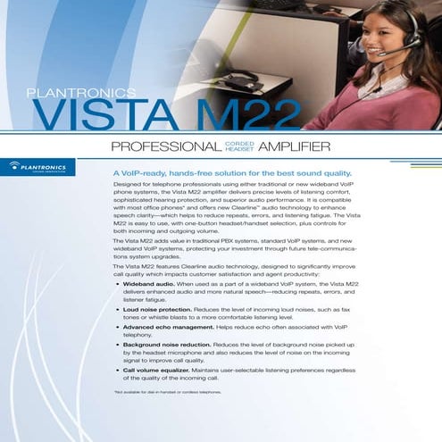 Plantronics vista m22 amplifier data sheet | PDF | Digital Audio | Computer Software and ...