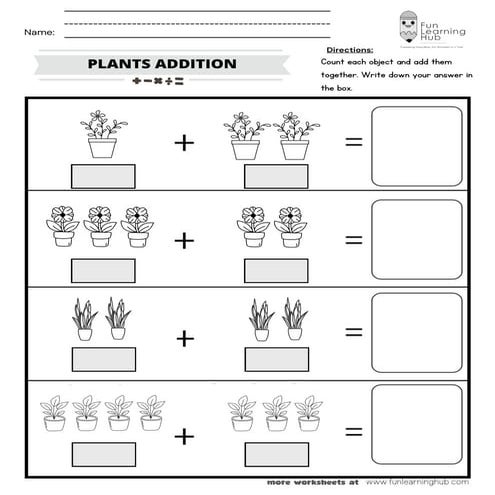 Plants Addition Black and White for kids.pdf